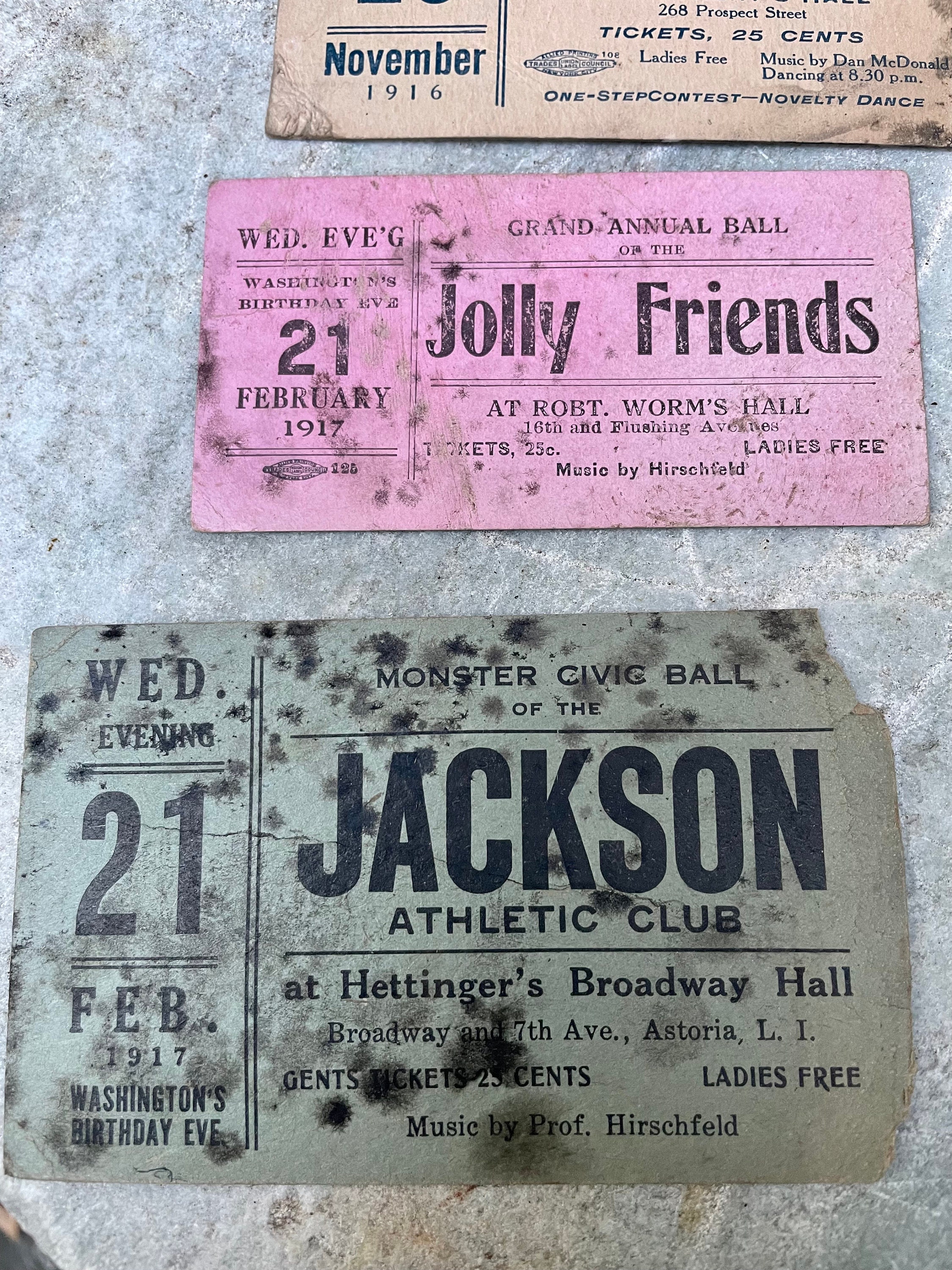 Ephemera Collection of 1910-20s Vaudeville Dance Hall Tickets, Gatsby ...