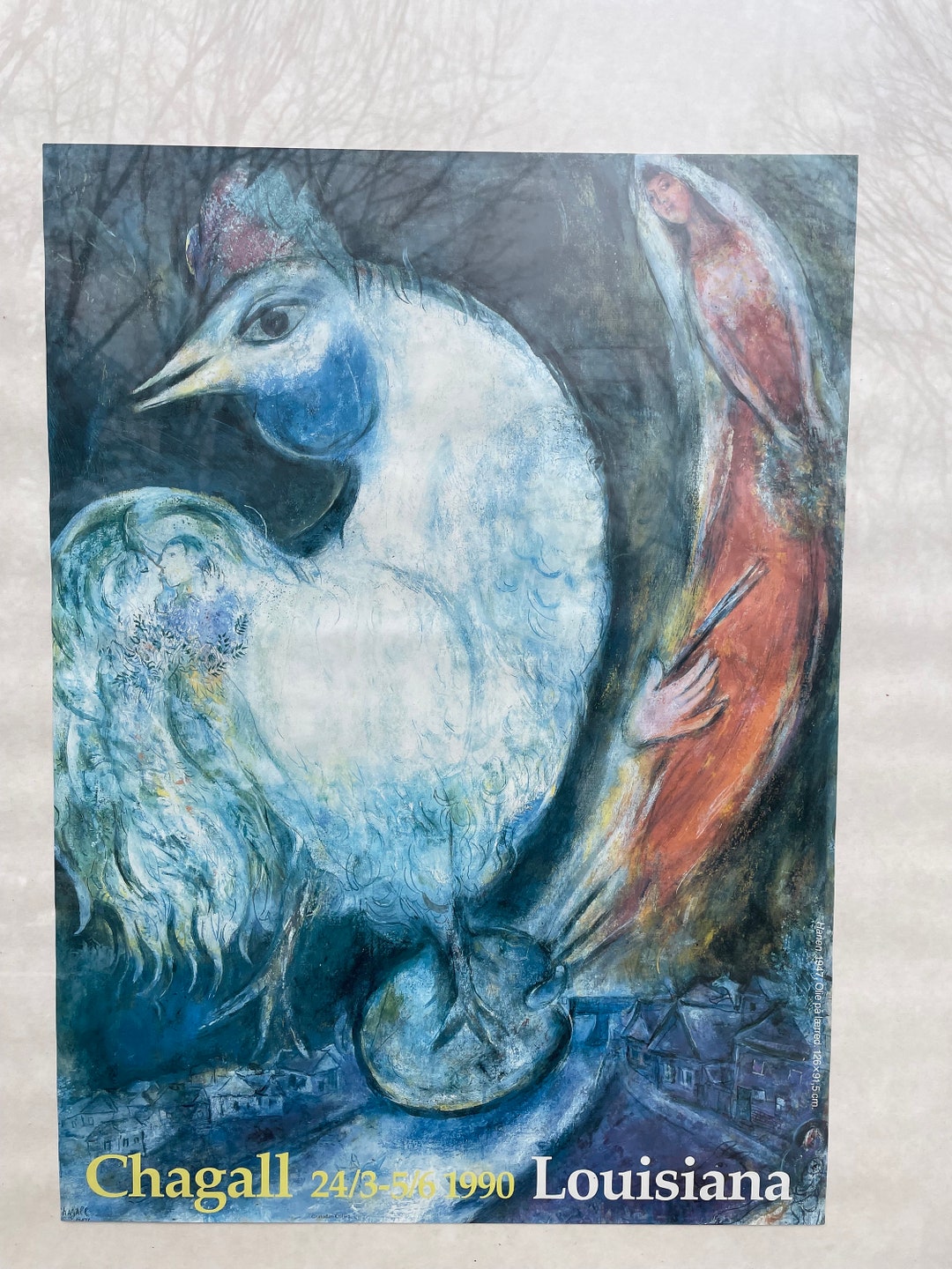 Marc Chagall Original Vintage Show Print 1990 Louisiana Hanen, Rooster ...