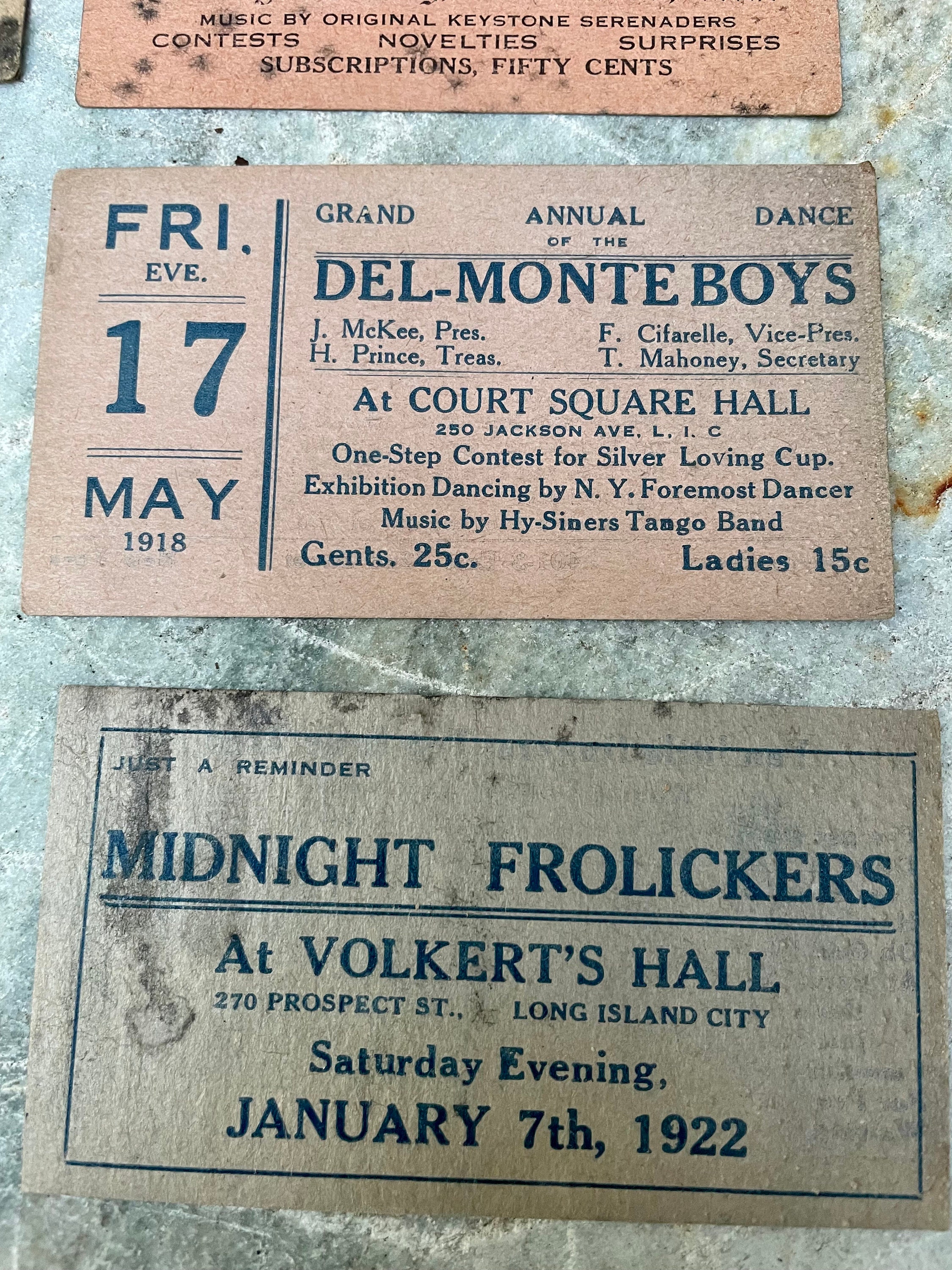 Ephemera Collection of 1910-20s Vaudeville Dance Hall Tickets, Gatsby ...