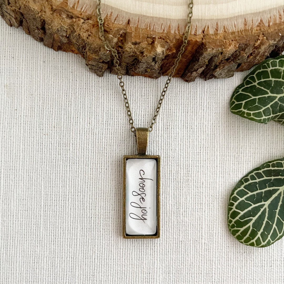 Choose Joy Necklace, Antique Gold Pendant Necklace, Encouraging ...