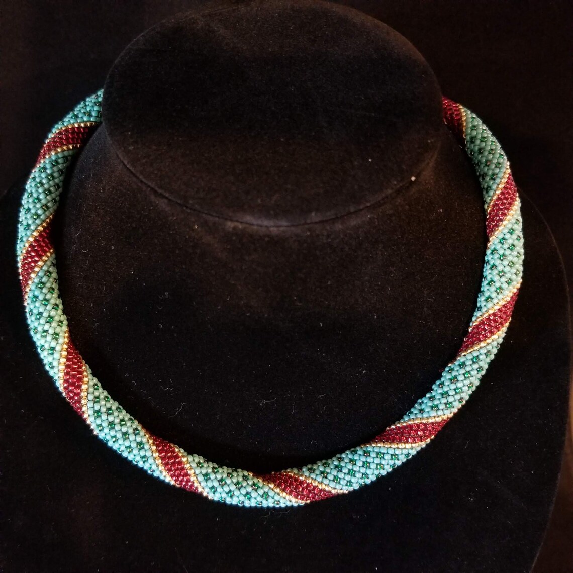 Dots & Stripes Beaded Necklace / Beaded Rope Necklace / Bead Necklace ...