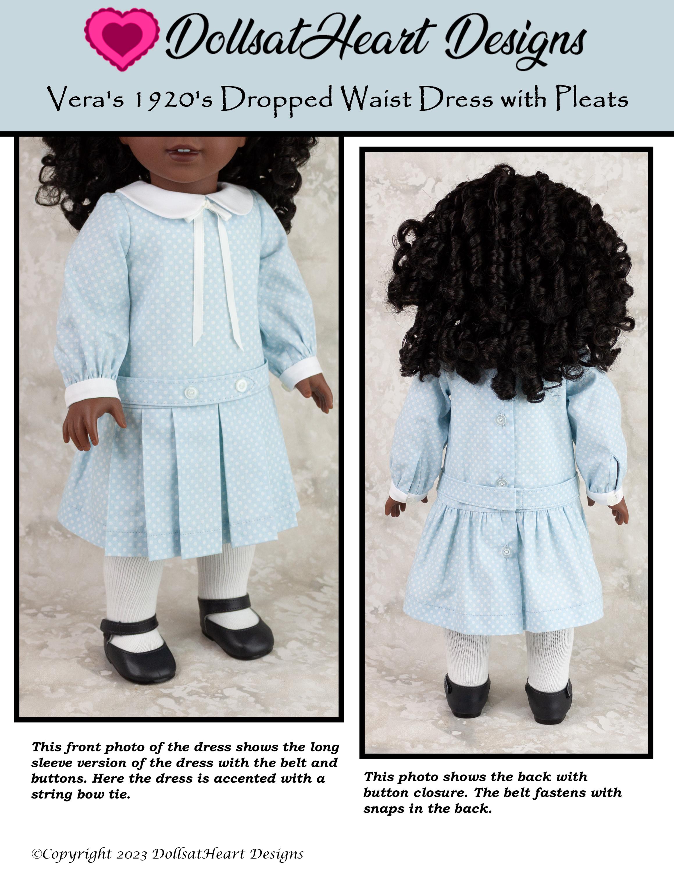 18 Inch Doll Dress Pattern ~ Vera's 1920's Dropped Waist Dress With ...