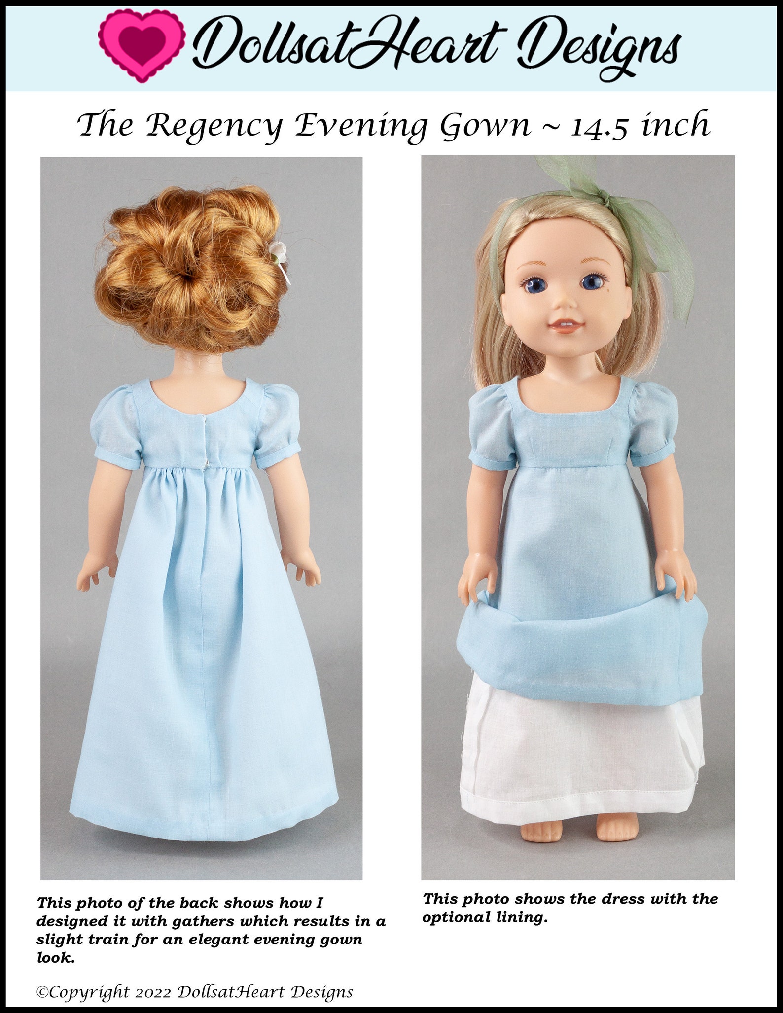 Doll Dress PDF Sewing Pattern Regency Evening Gown - Etsy