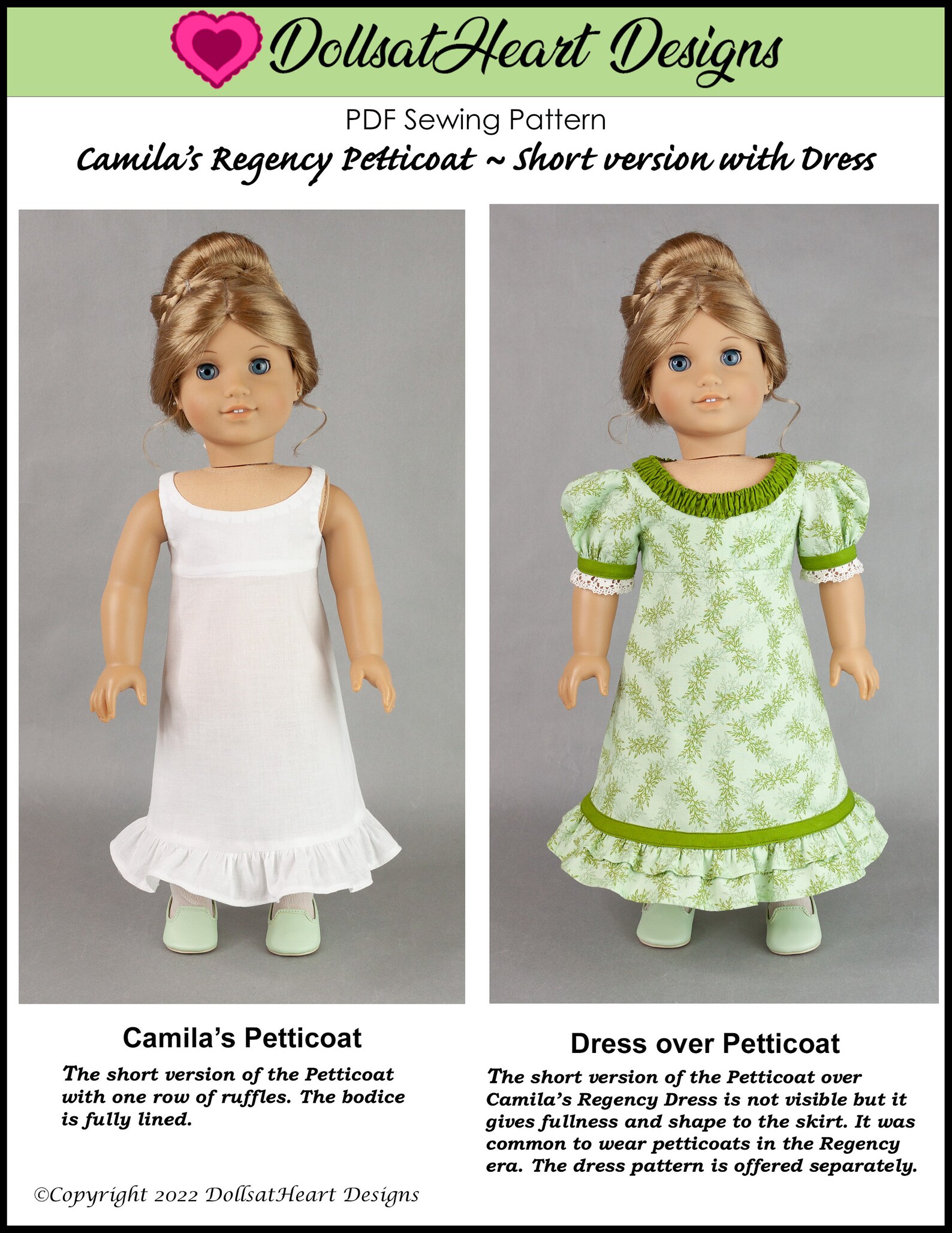 18 Inch Doll Dress Pattern Bundle Camila's Regency Dress - Etsy