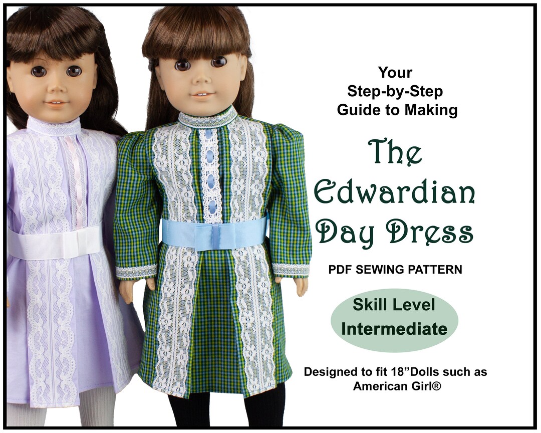 18 Inch Doll Clothes Pattern Edwardian Day Dress PDF Sewing Pattern ...
