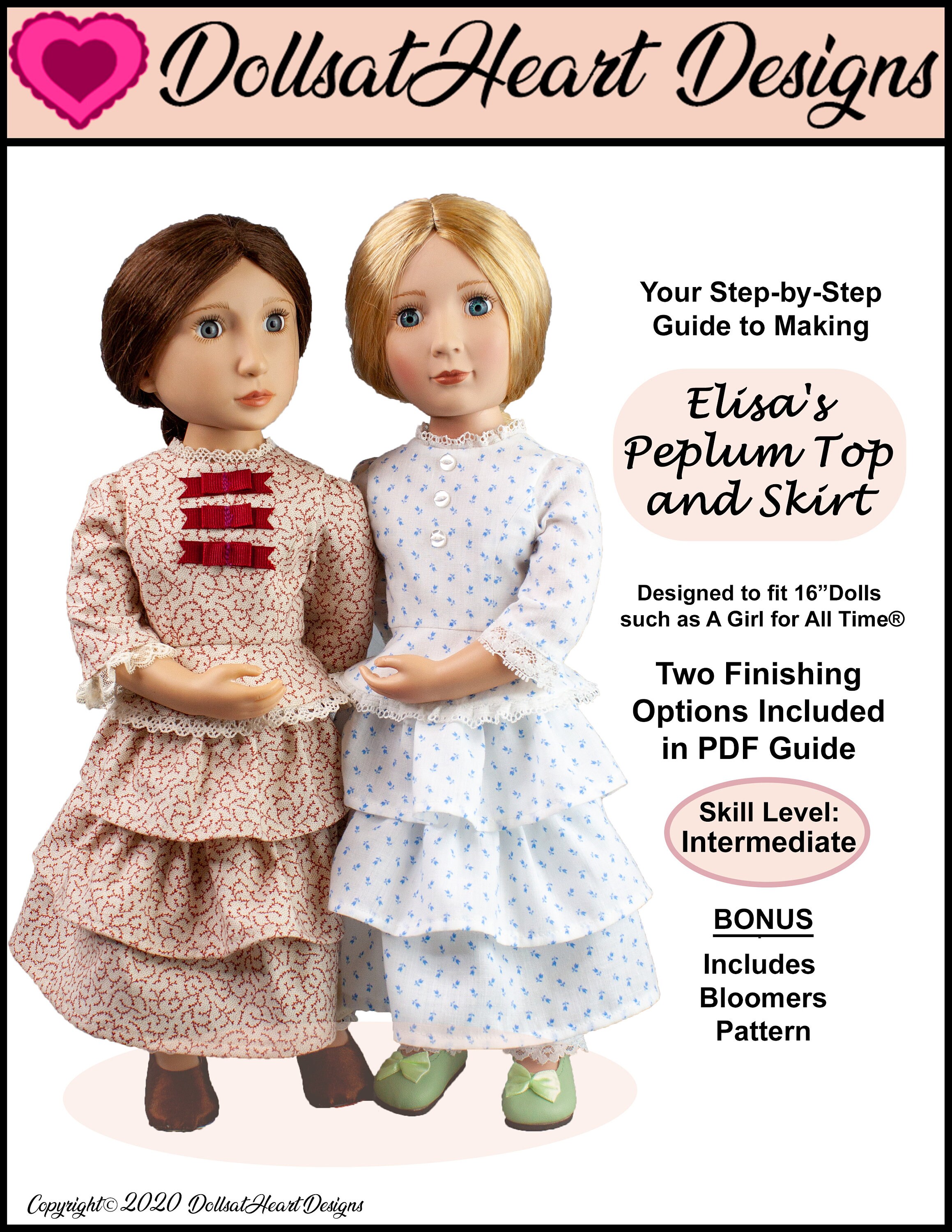 Doll Pattern Bundle 1850's Peplum Top and Skirt PDF - Etsy