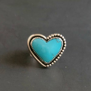 Sterling Silver and Turquoise Heart Ring - Etsy