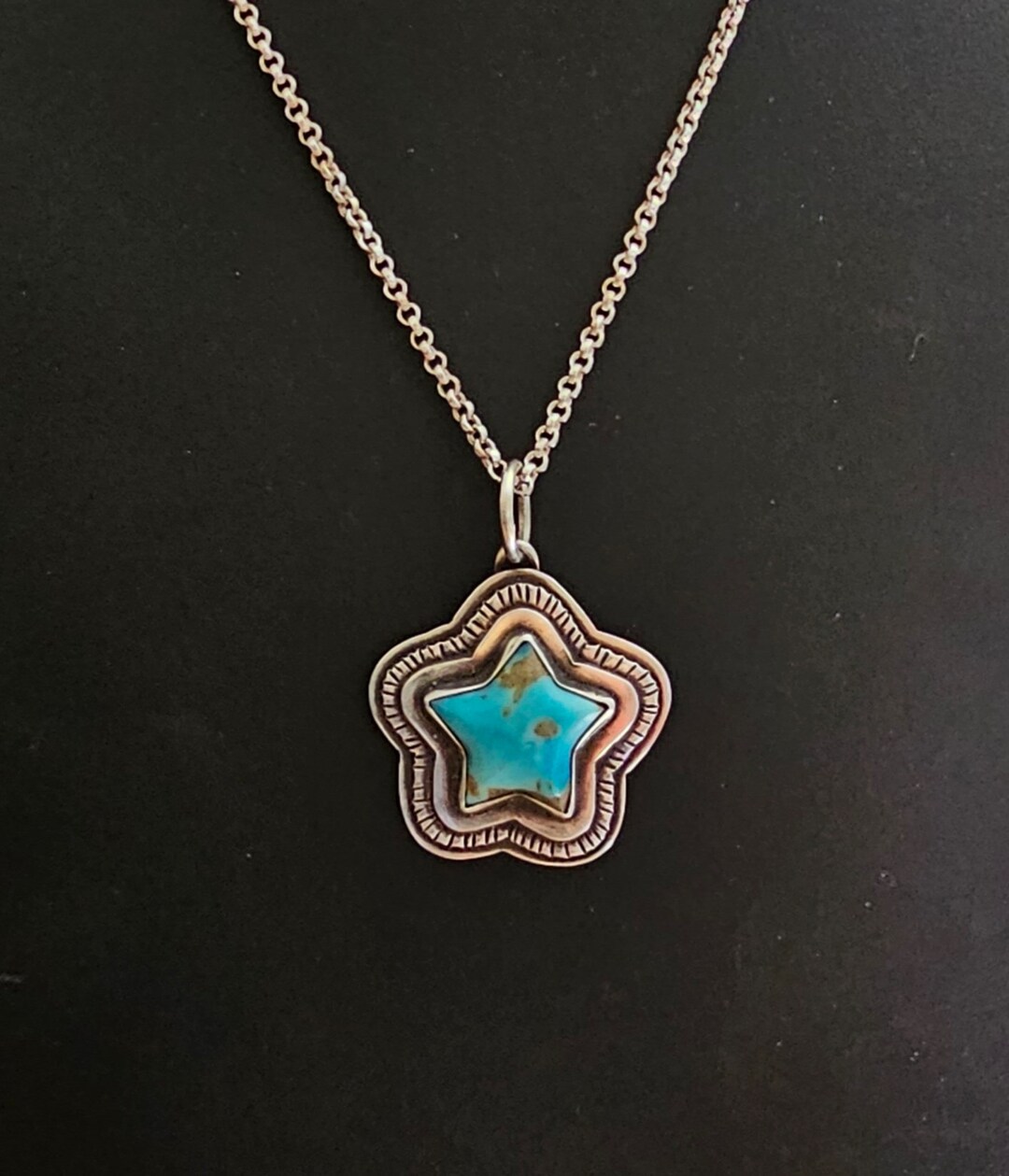 Sterling Silver Turquoise Star Necklace - Etsy