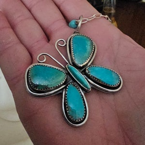 Sterling Silver and Turquoise Butterfly Necklace - Etsy