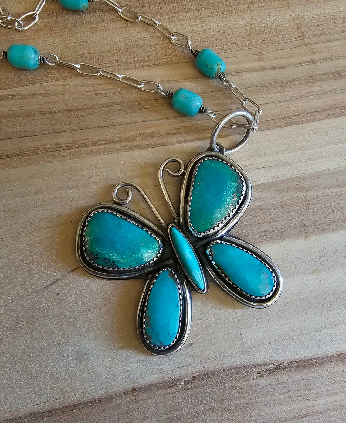Sterling Silver and Turquoise Butterfly Necklace - Etsy