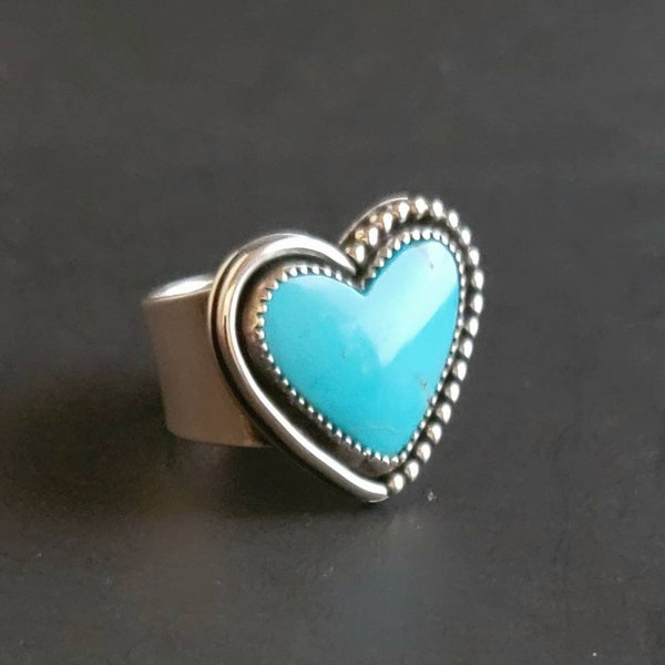 Turquoise Heart Ring - Etsy
