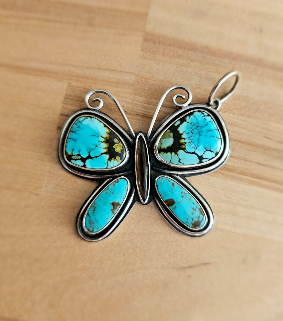 925 Sterling Silver Turquoise Butterfly Pendant - Etsy