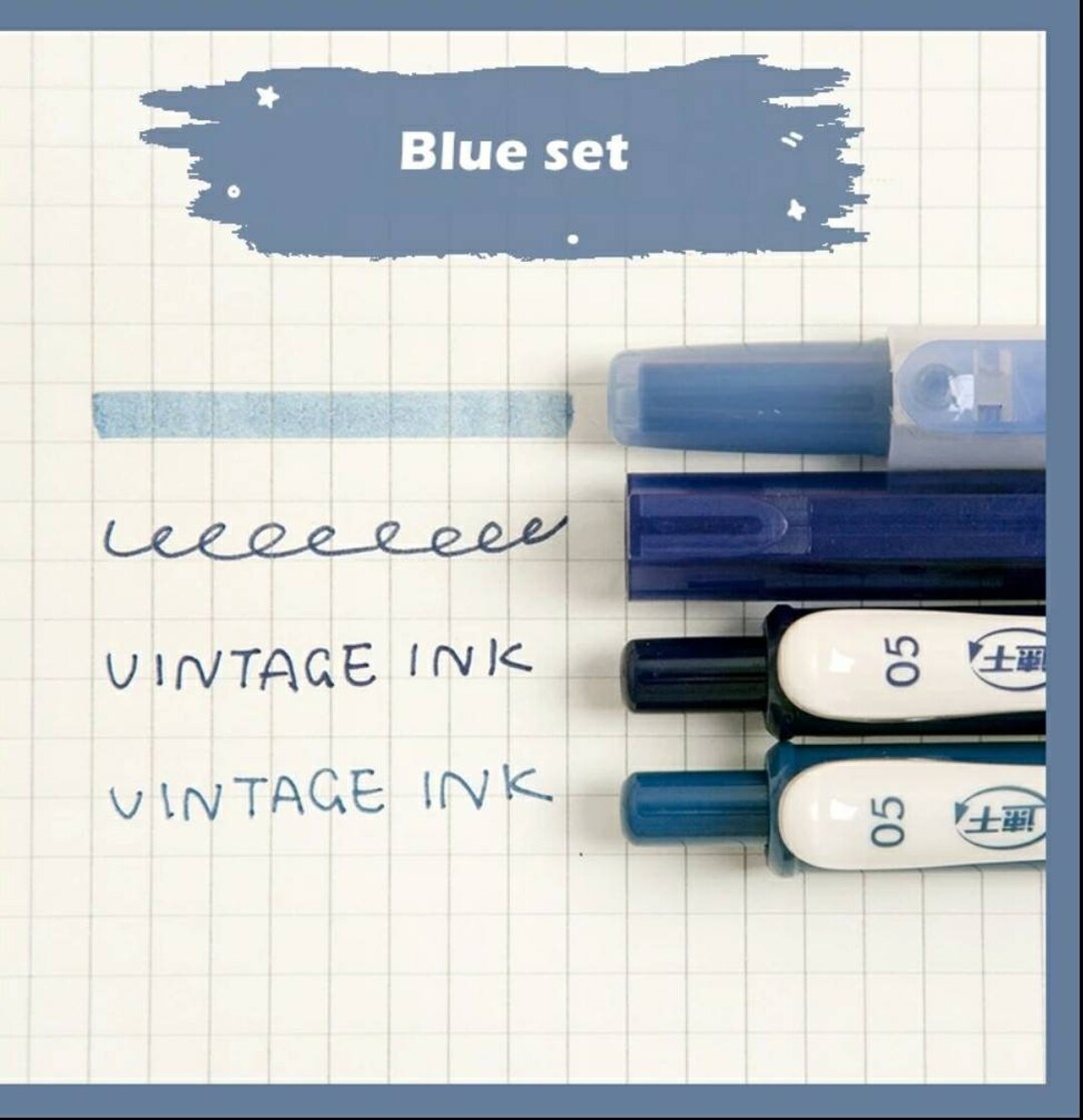 Blue Pen Set • Journal Pen • Traveller Notebook • Gel Pen • Blue Black ...