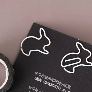 White Rabbit Paper Clip • 5 Clips Planner Accessory • Animal Paper Clip ...