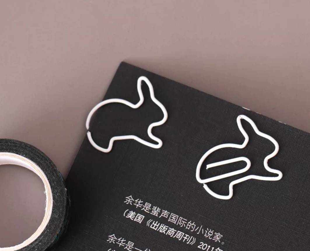 White Rabbit Paper Clip • 5 Clips Planner Accessory • Animal Paper Clip ...