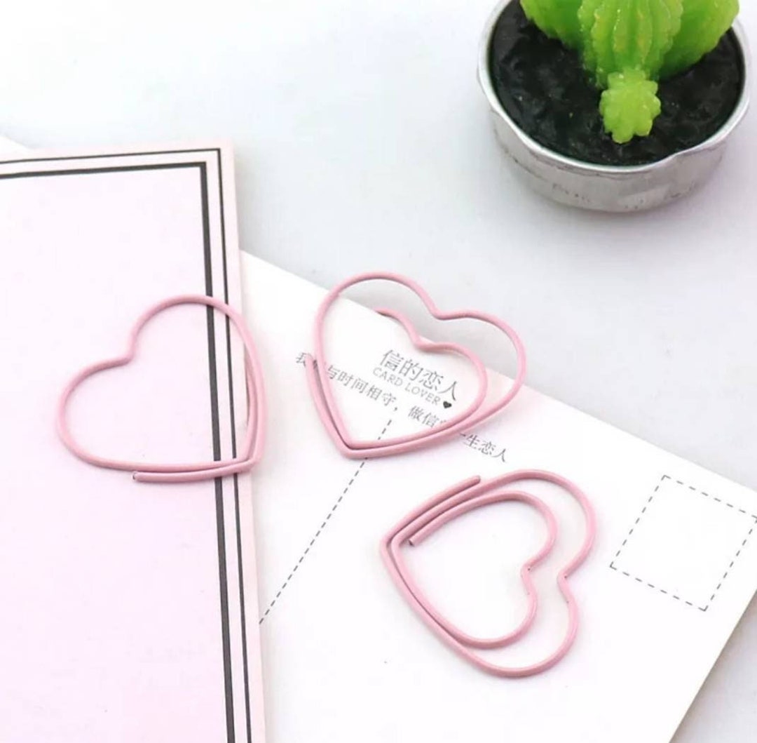 Heart Paperclip 5 Clips Planner Accessory Love Paper Clip Kawaii ...