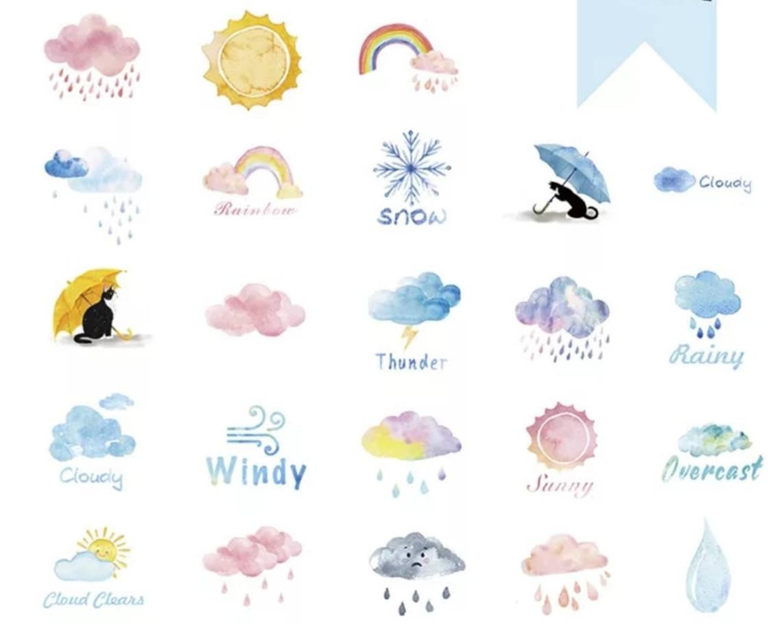 Weather Stickers Journal Stickers Planner Stickers - Etsy UK