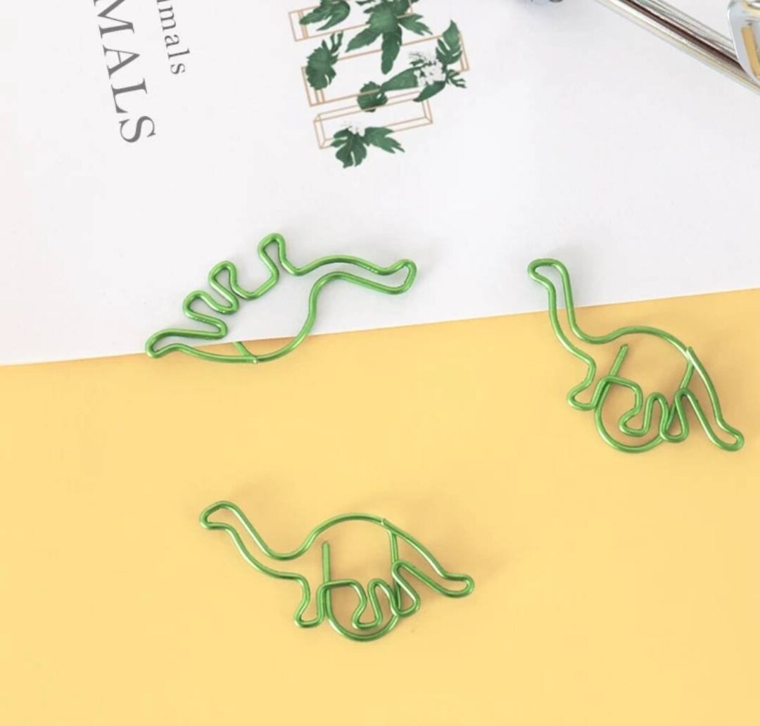 Dinosaur Paper Clip 5 Clips Planner Accessory Animal Paper Clip Journal ...