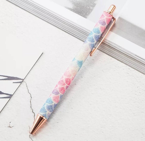 Mermaid bright rainbow glitter pen journal pen travellers floating glitter confetti pen metallic glitter pen sparkly