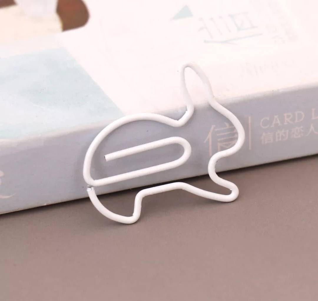 White Rabbit Paper Clip • 5 Clips Planner Accessory • Animal Paper Clip ...