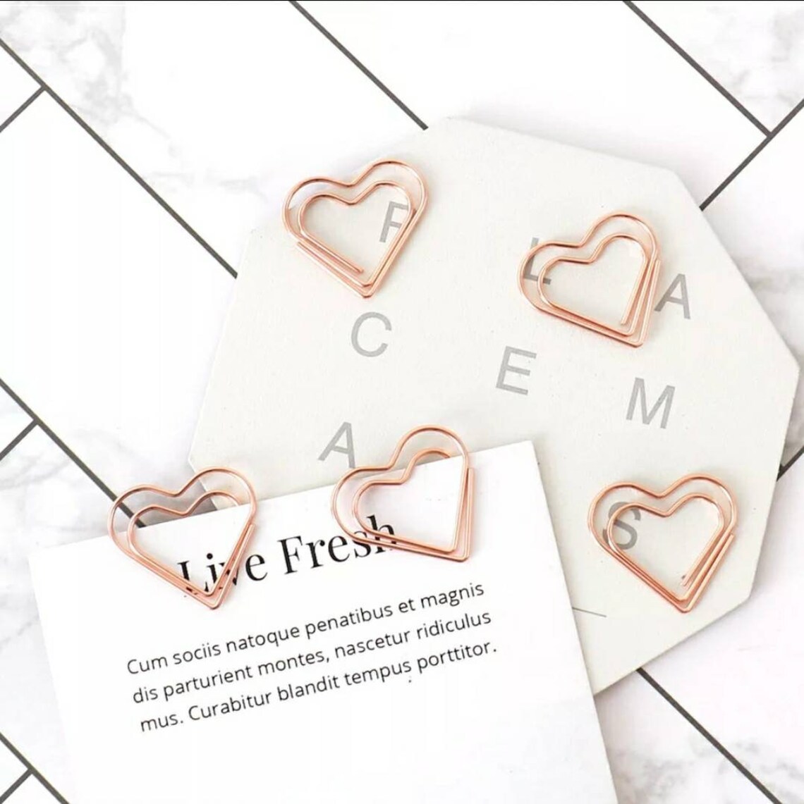 Rose Gold Heart Paperclip • 5 Clips Planner Accessory • Love Paper Clip ...