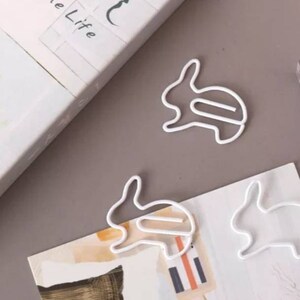 White Rabbit Paper Clip • 5 Clips Planner Accessory • Animal Paper Clip ...