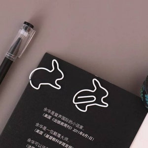 White Rabbit Paper Clip • 5 Clips Planner Accessory • Animal Paper Clip ...