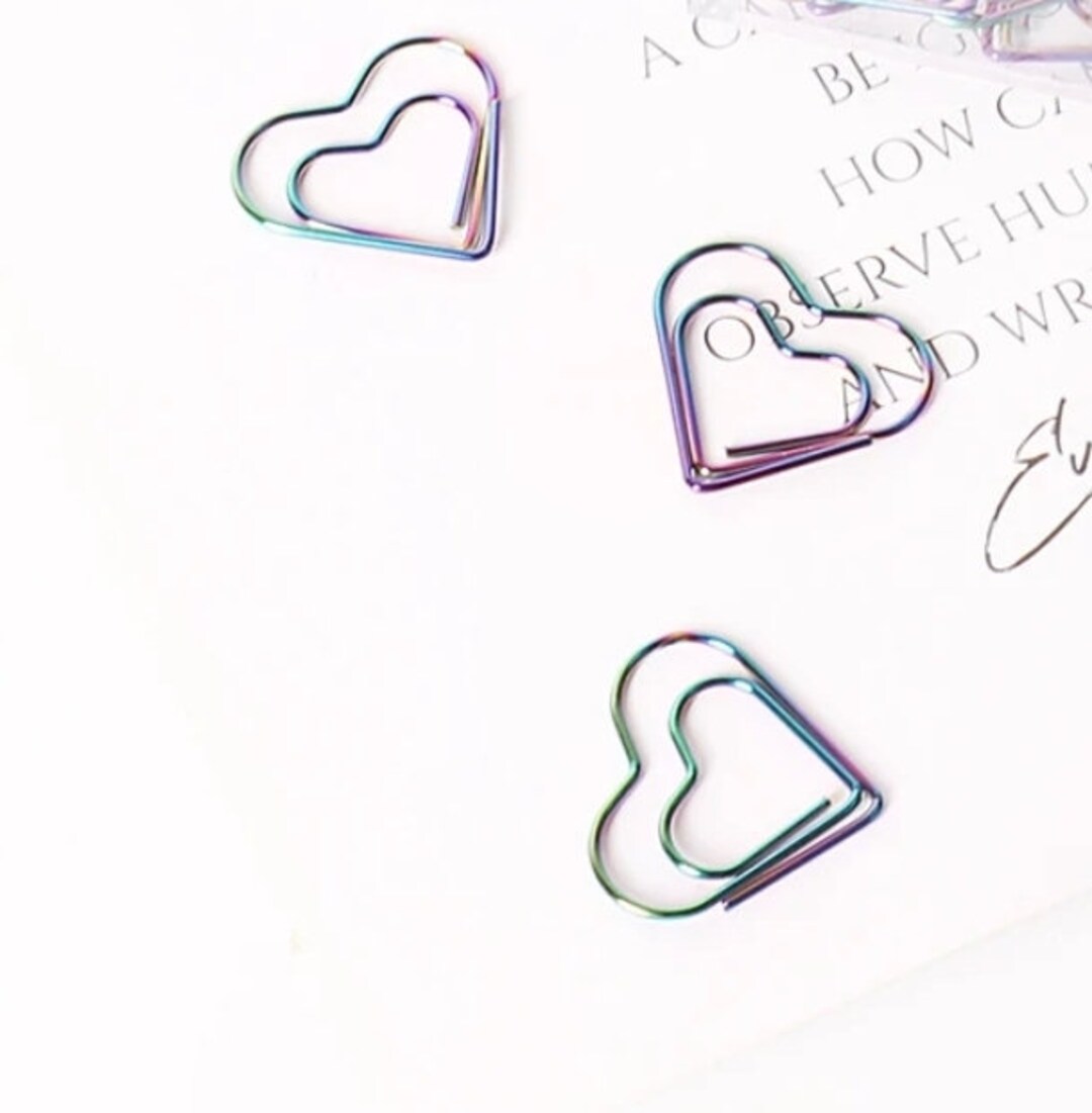 Rainbow Heart Paperclip • 5 Clips Planner Accessory • Love Paper Clip ...
