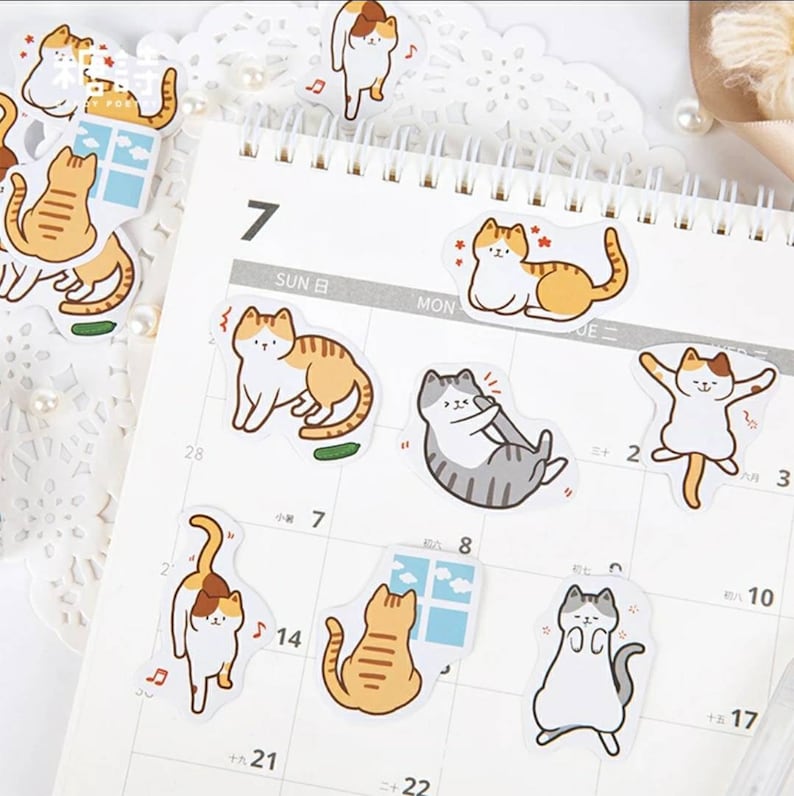 Cat Stickers Journal Stickers Planner Stickers Scrapbook - Etsy