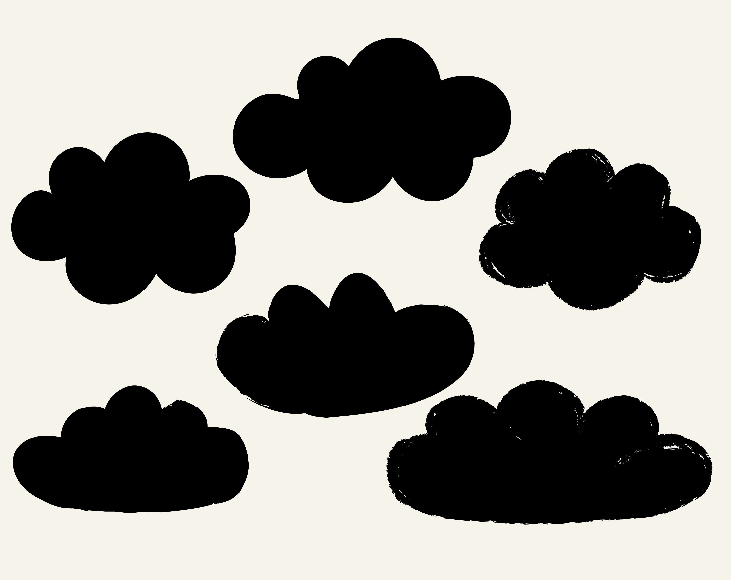 Clouds Svg Handdrawn Clouds Svg Cloud Cut File Rain Cloud Svg | Etsy