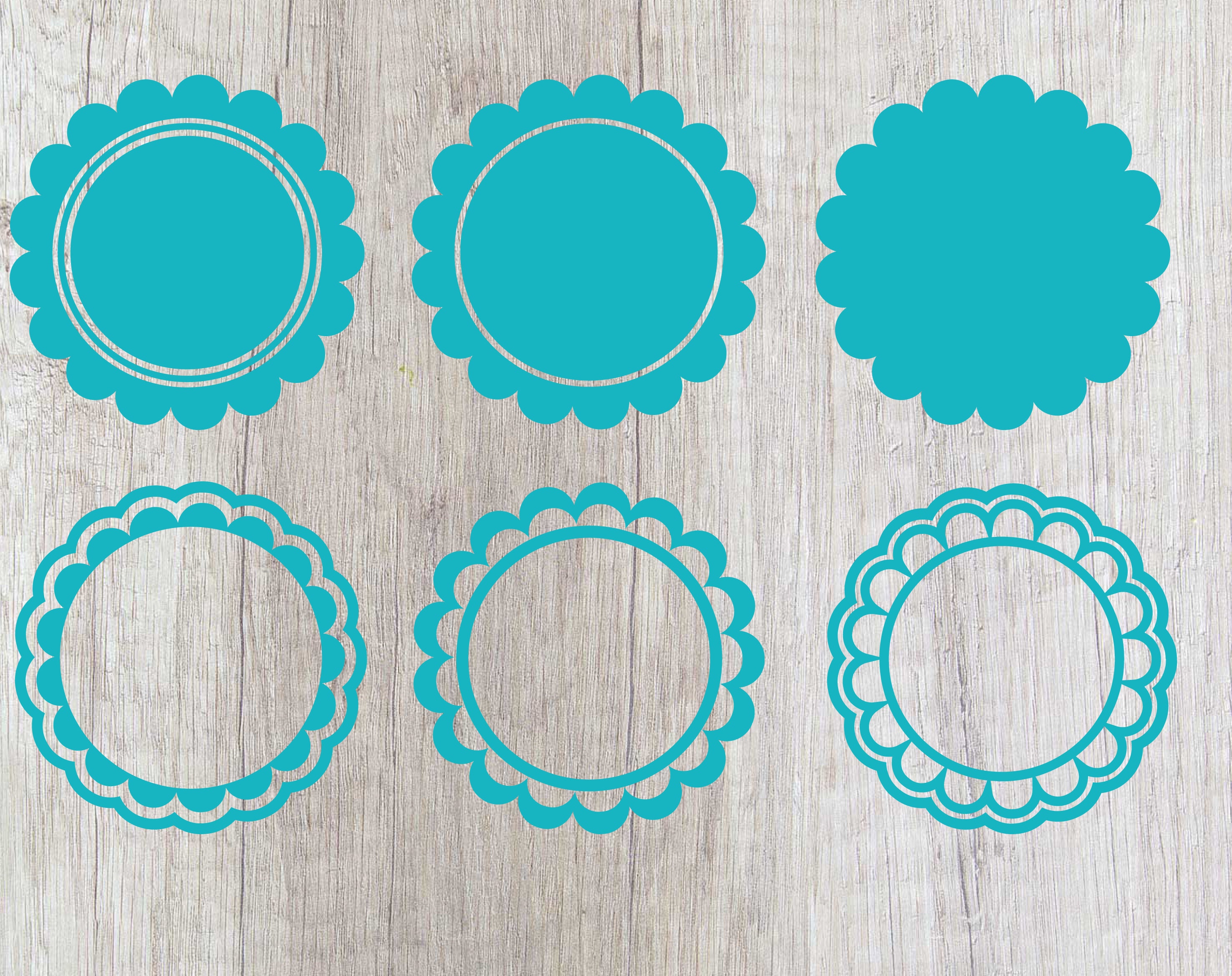 Scalloped svg Round Scalloped Monogram svg Circle Scalloped | Etsy