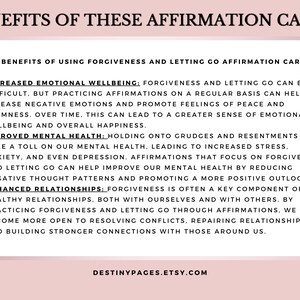 50 Forgiveness and Letting Go Affirmation Cards| Affirmation Deck ...