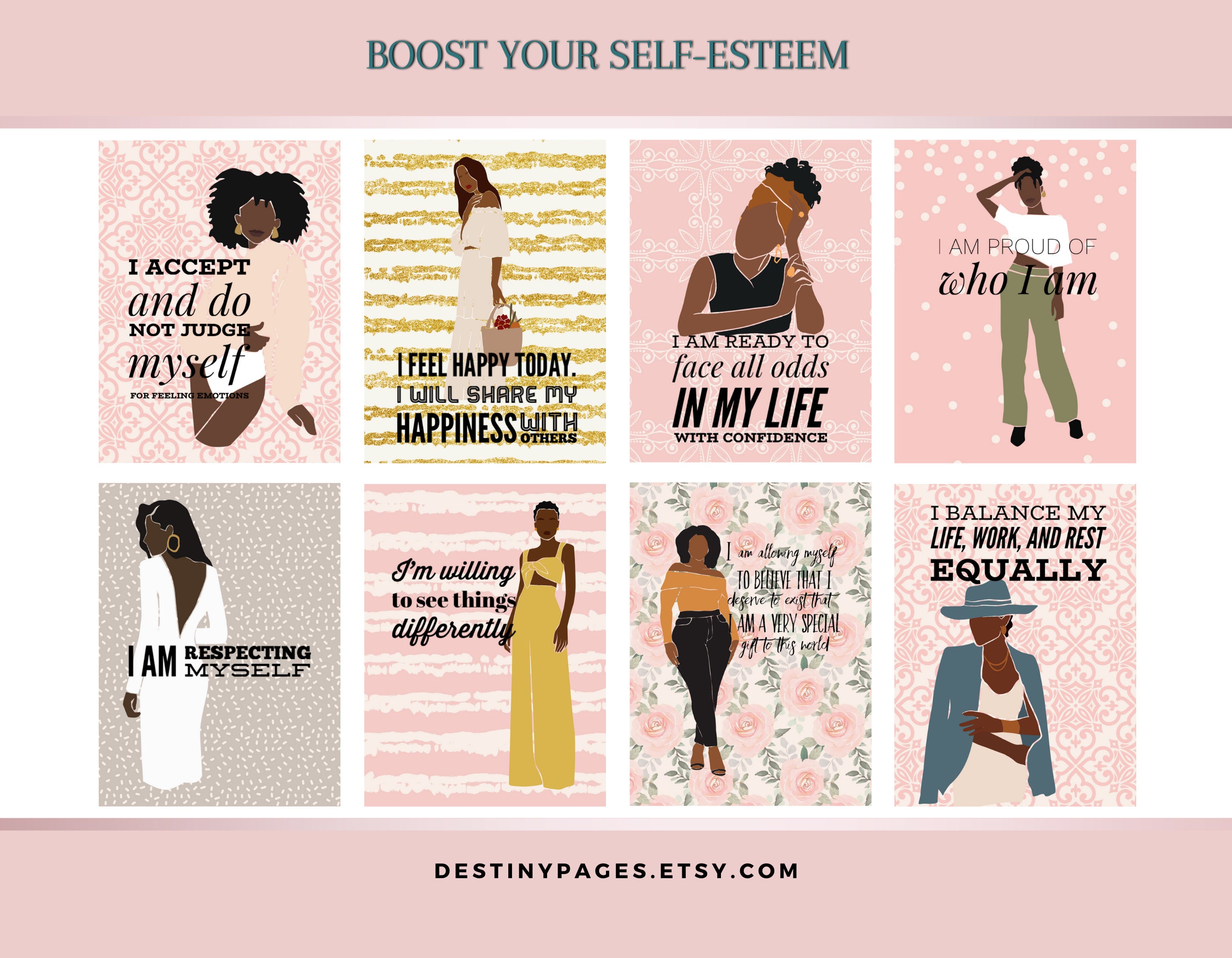 Digital Positive Affirmation Cards| Affirmation Deck| Self Esteem ...