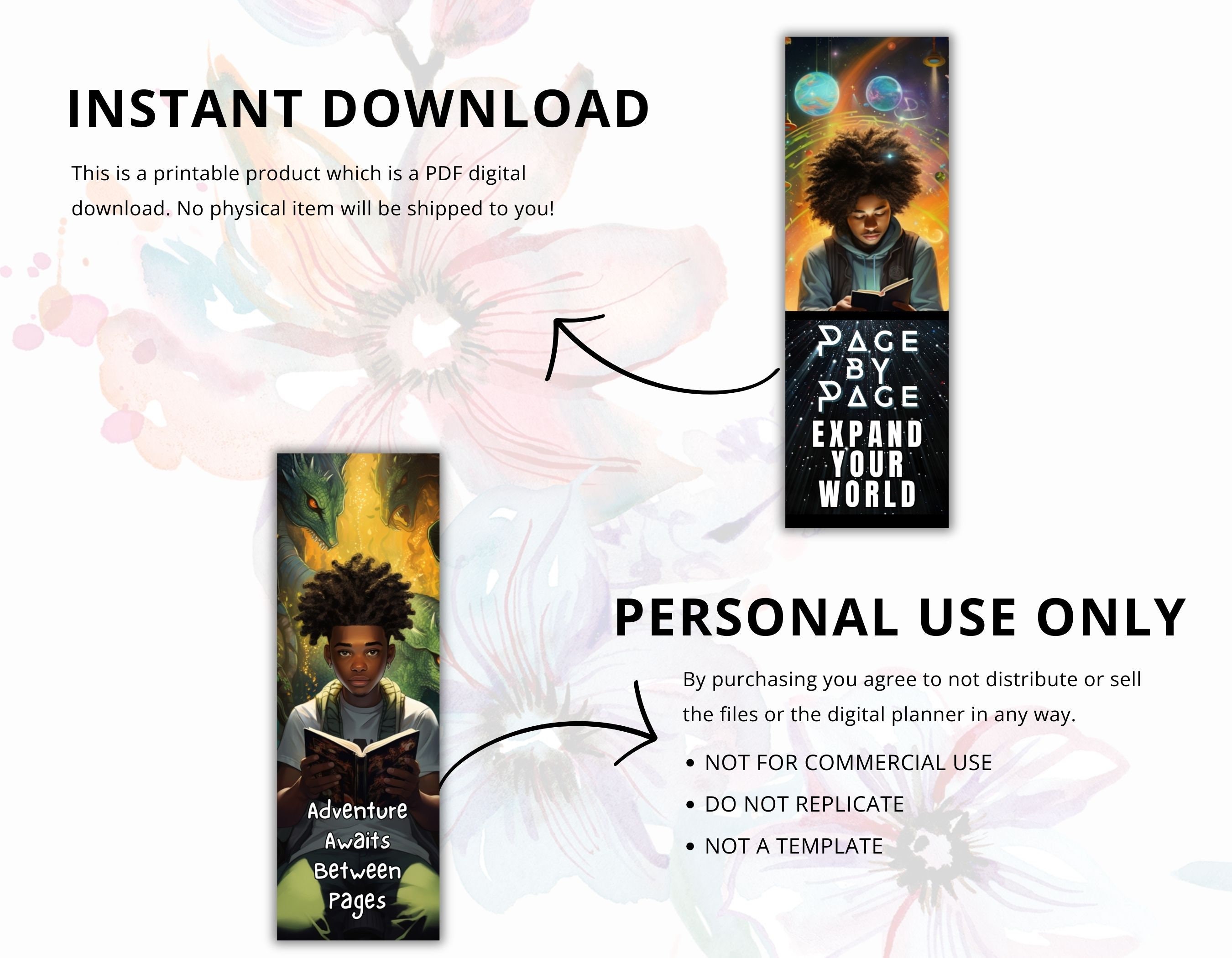 Printable Black Boy Bookmarks, African American Gift for Reader ...