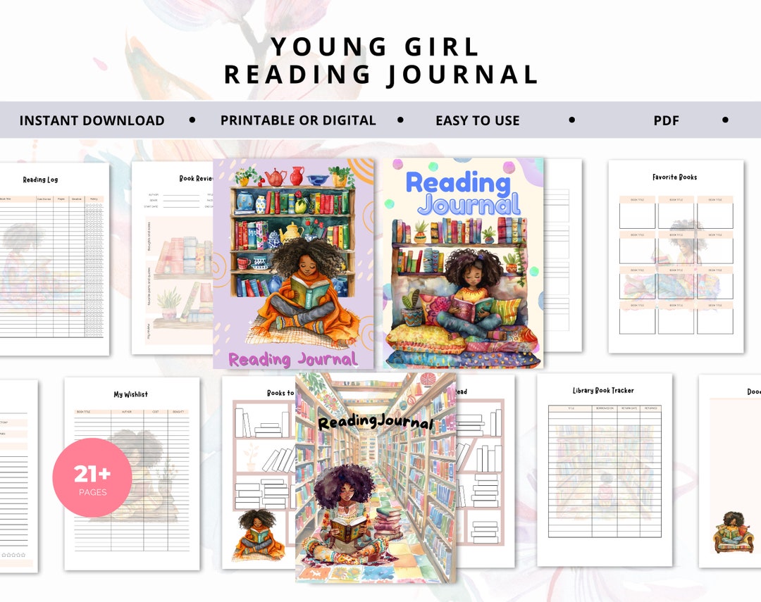 Black Girl Reading Journal, Kid Reading Log, Digital Reading Journal ...