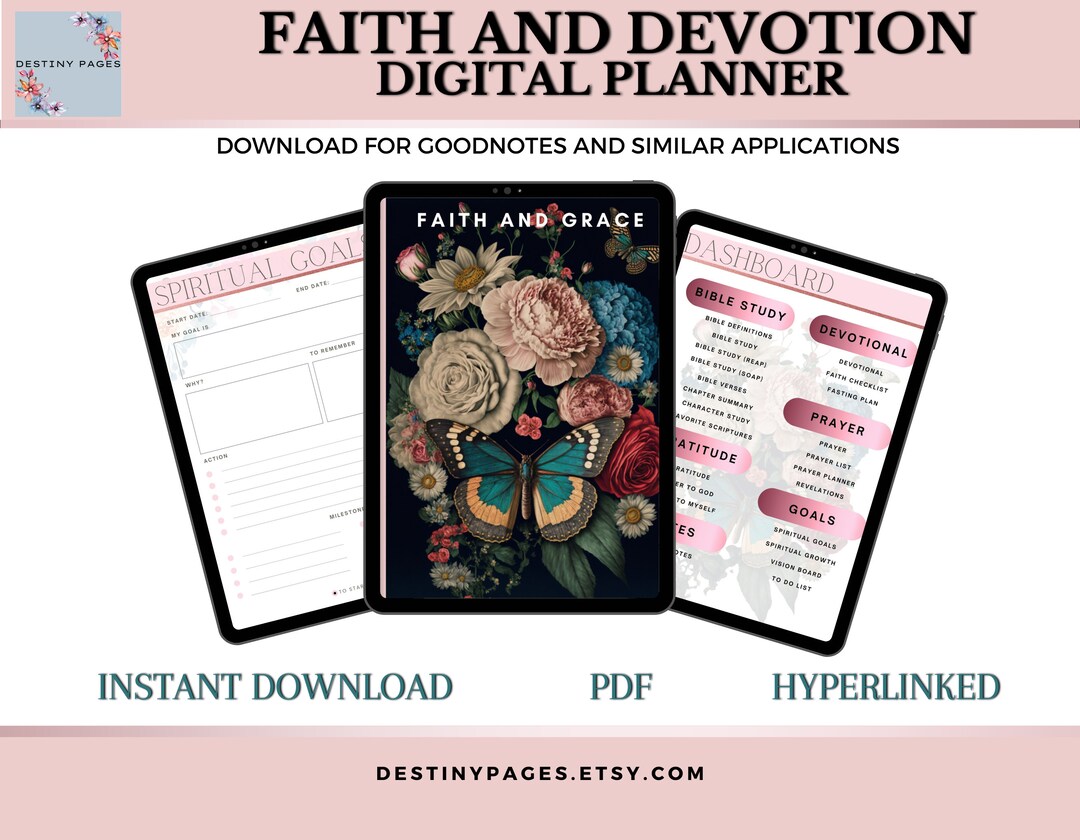 Faith and Grace Digital Planner Prayer Planner Digital Bible Planner ...