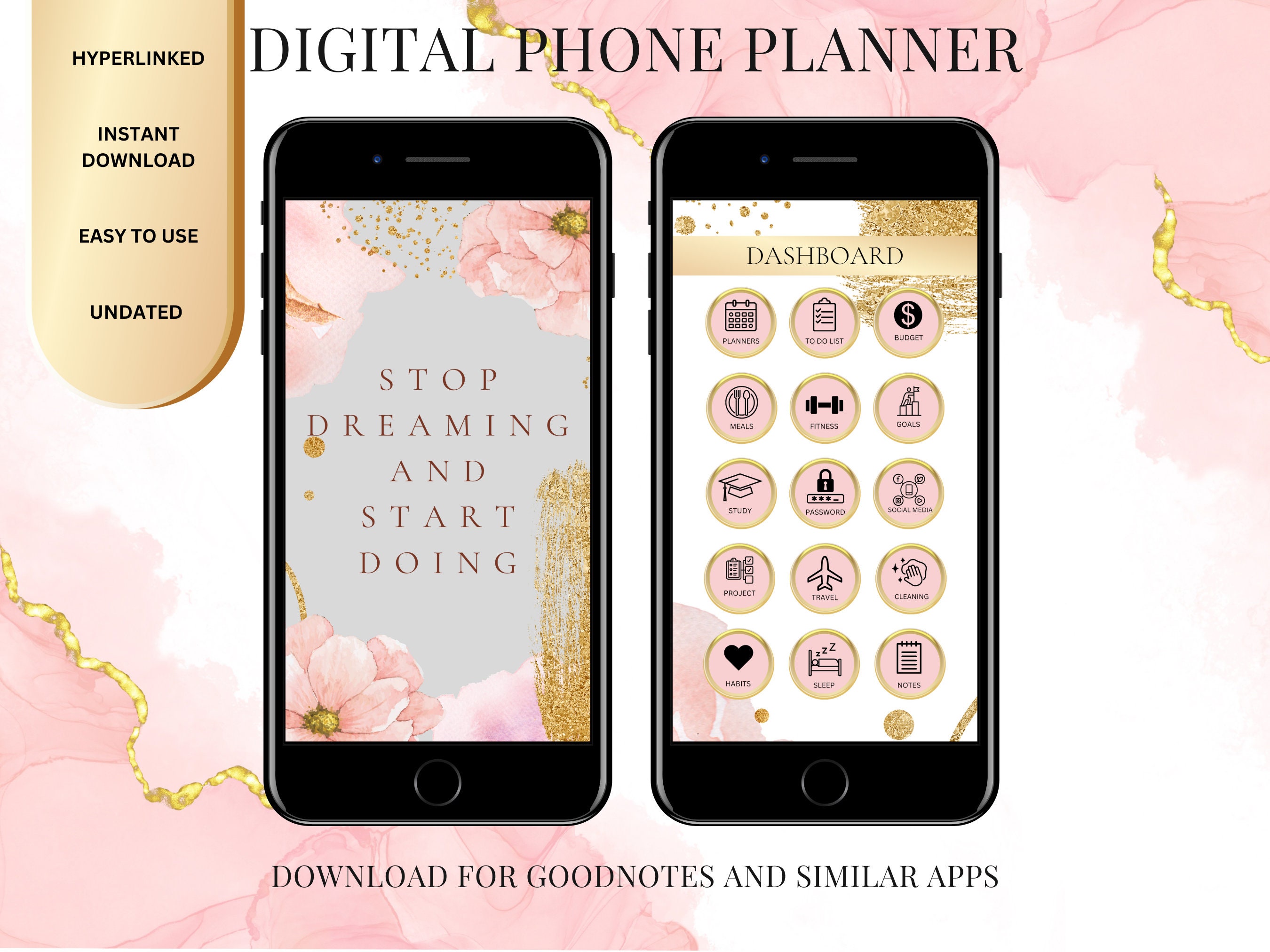 Digital Phone Planner Feminine Digital Pocket Planner - Etsy