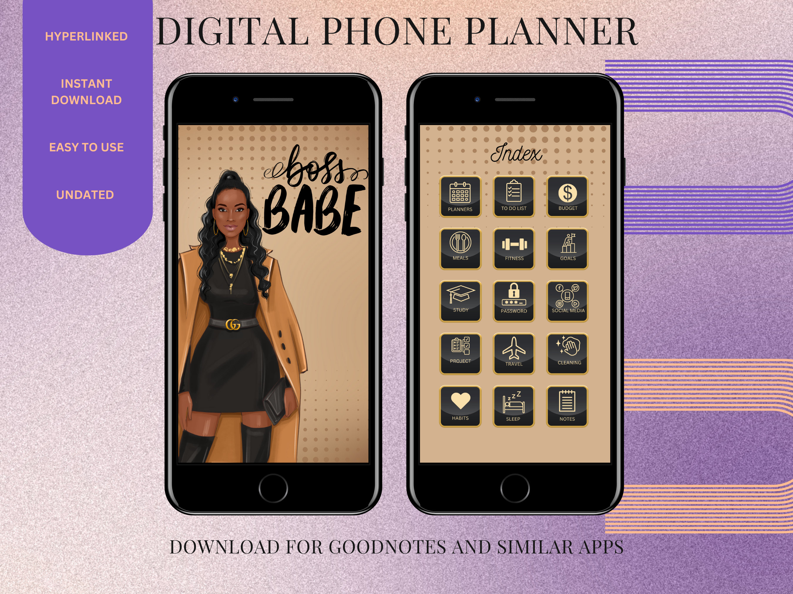 Black Girl Digital Phone Planner Pocket Planner Iphone - Etsy