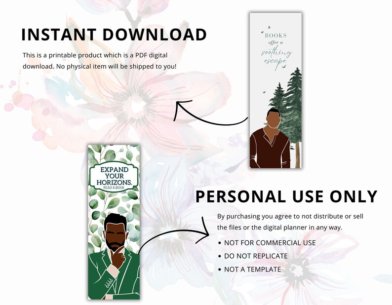 Printable Black Man Bookmarks, African American Gift for Reader ...