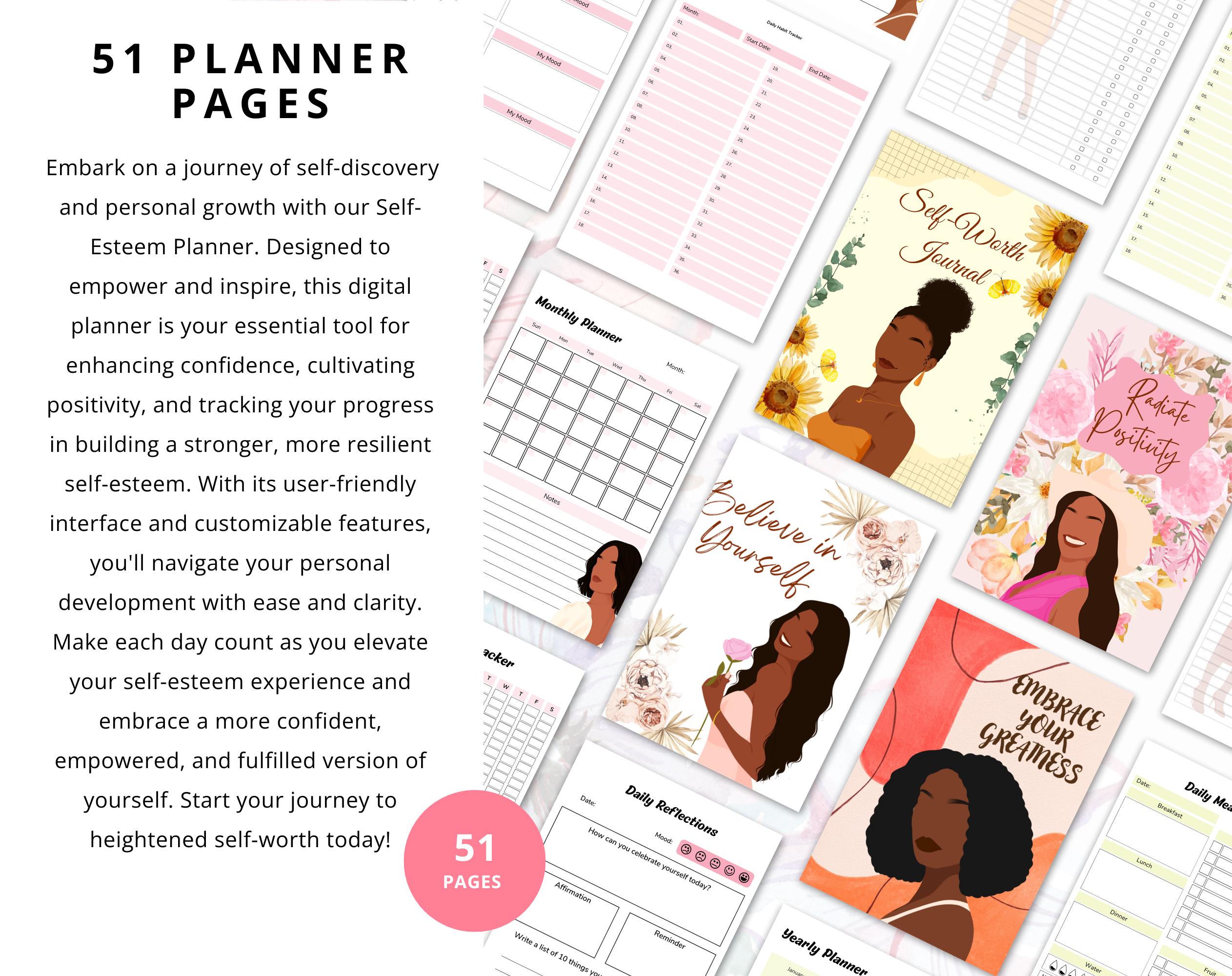 Self Esteem Planner, Self Esteem Workbook, Self Esteem Journal, Self ...