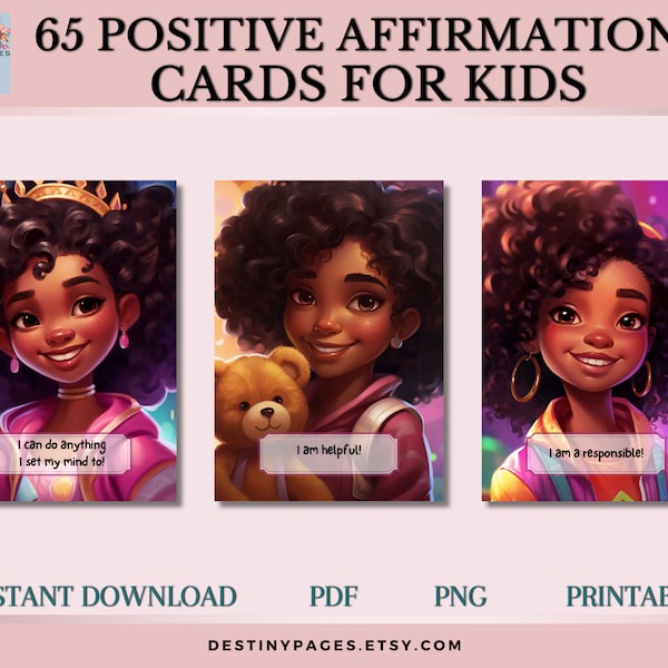Printed Black Girl Affirmation Cards - Etsy