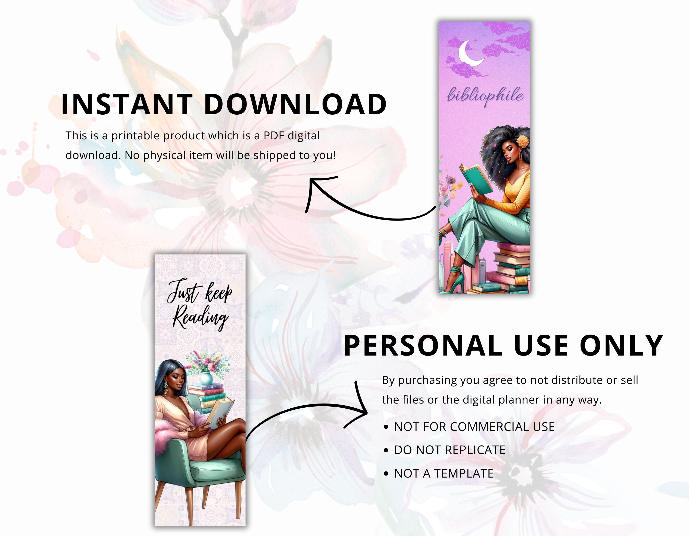 Black Girl Bookmarks, Printable Black Women Bookmarks, Book Lover ...