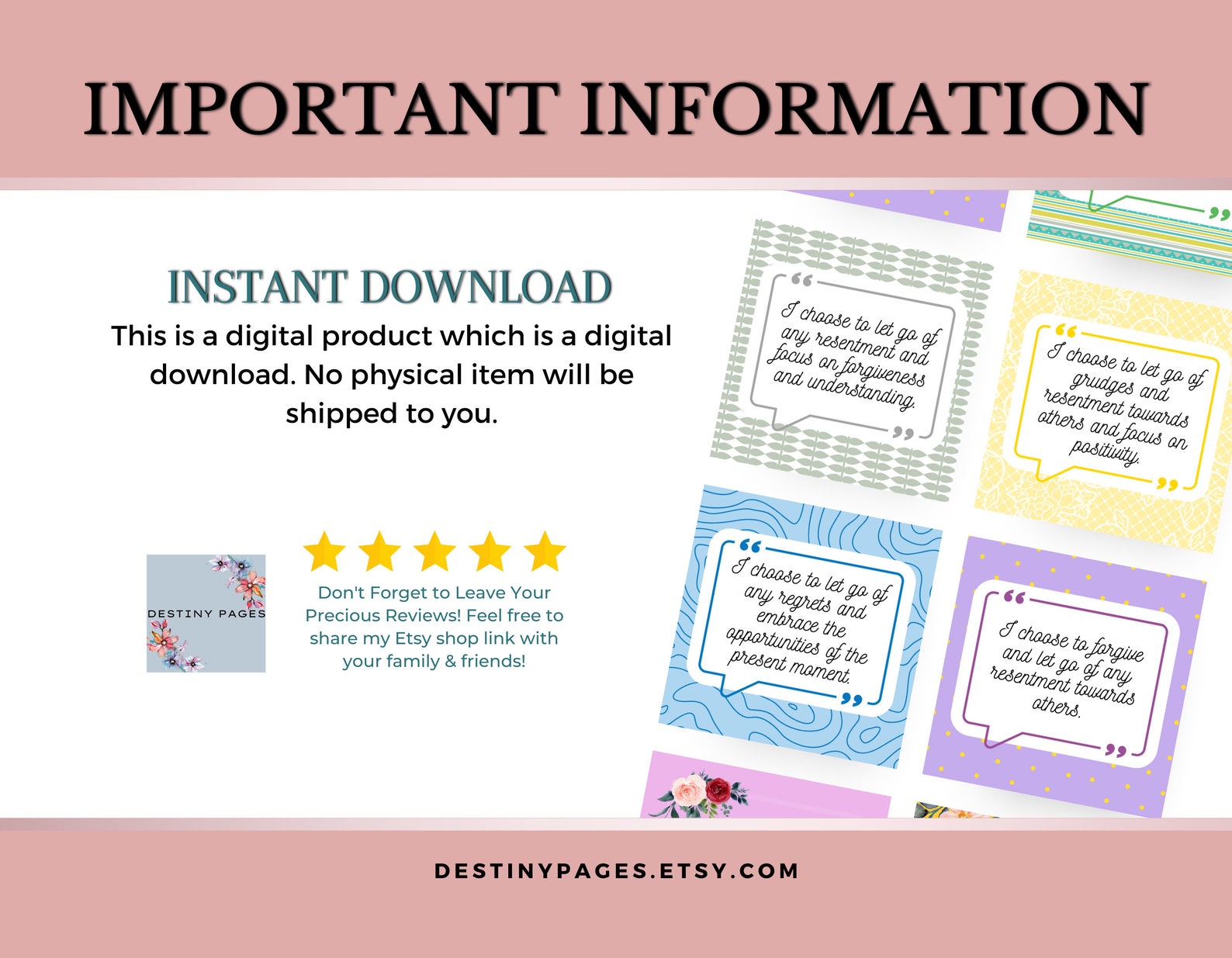 50 Forgiveness and Letting Go Affirmation Cards| Affirmation Deck ...