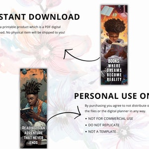 Printable Black Boy Bookmarks, African American Gift for Reader ...