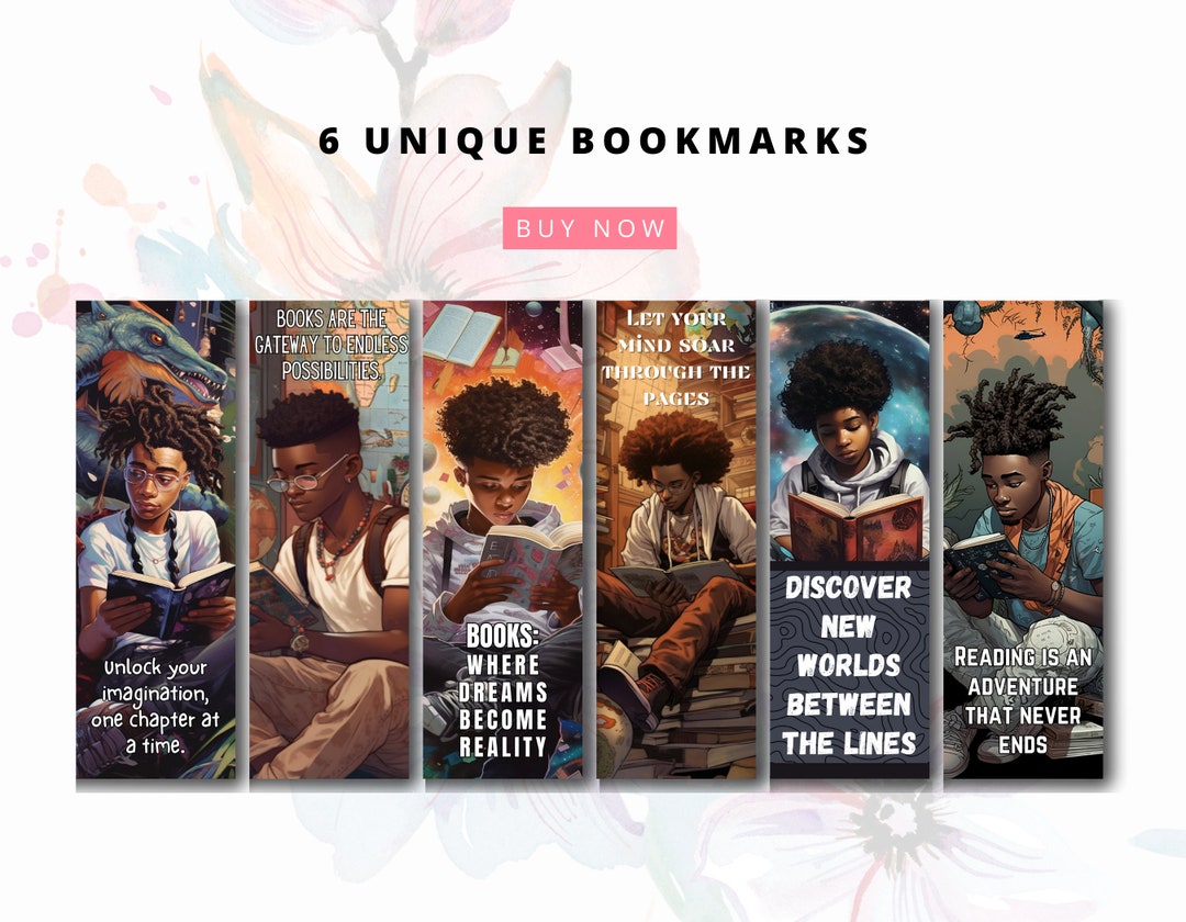 Printable Black Boy Bookmarks, African American Gift for Reader ...