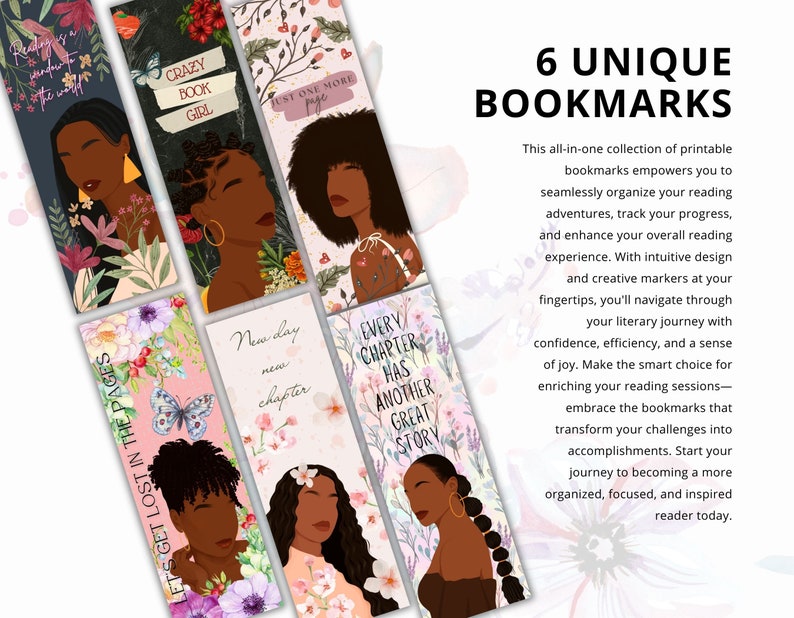 Black Girl Bookmarks, Printable Black Women Bookmarks, Book Lover ...