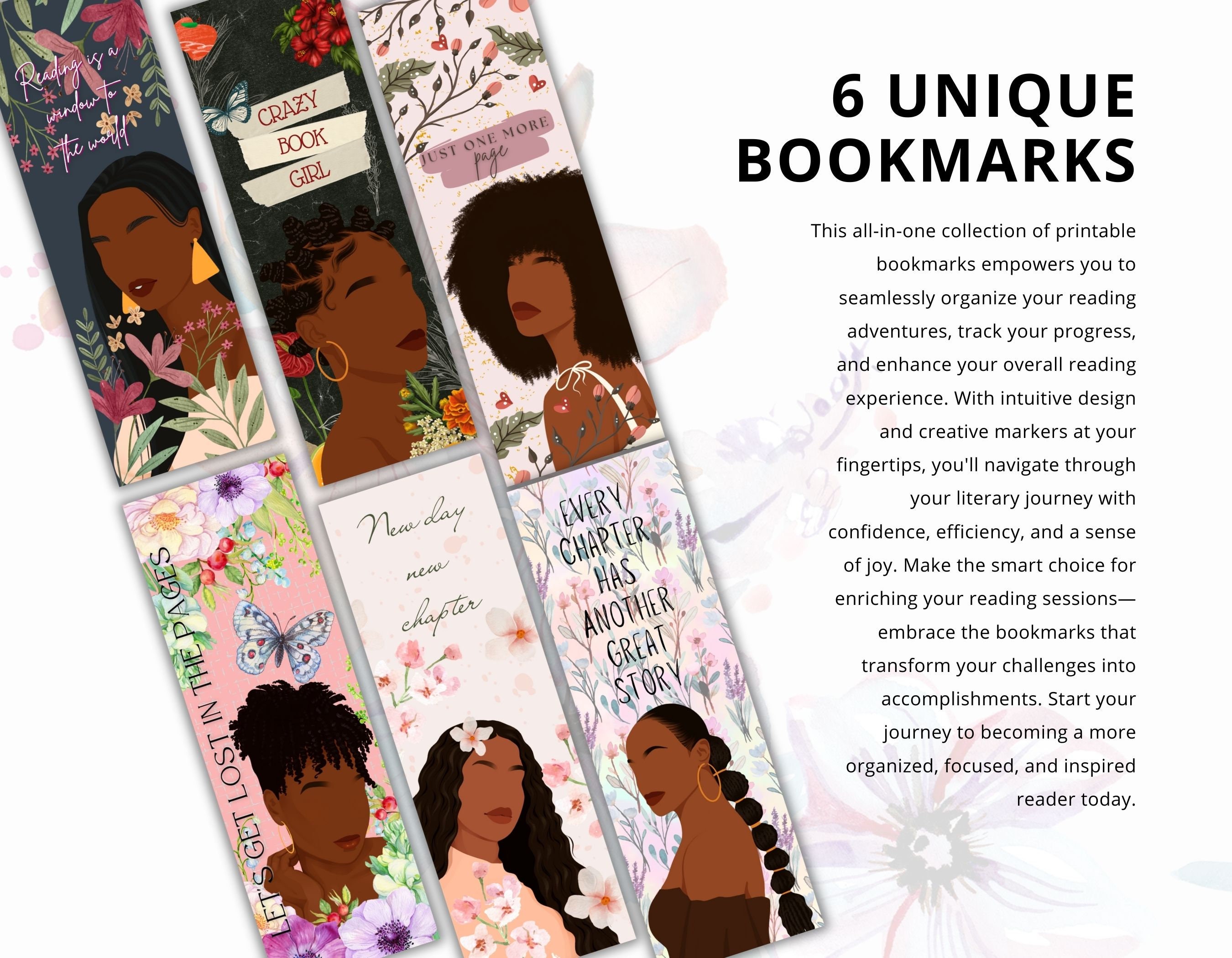 Black Girl Bookmarks, Printable Black Women Bookmarks, Book Lover ...