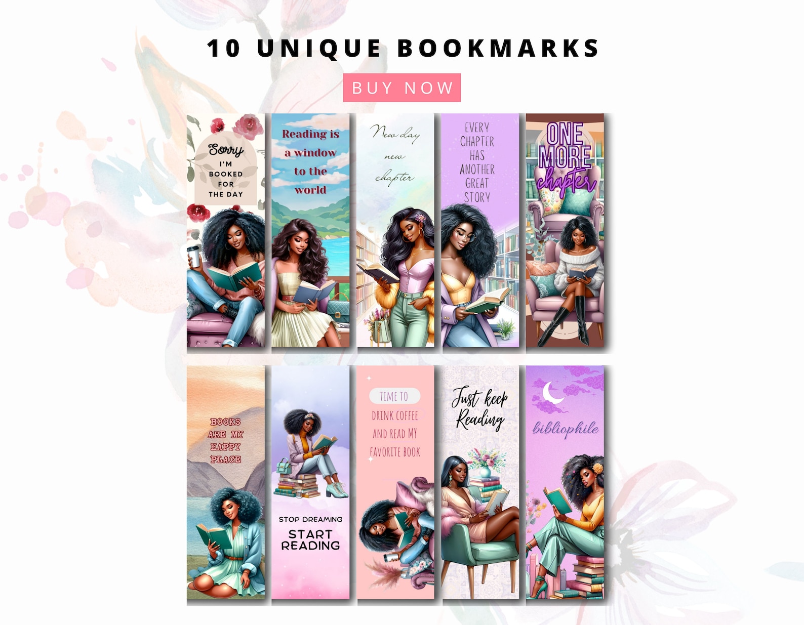 Black Girl Bookmarks, Printable Black Women Bookmarks, Book Lover ...