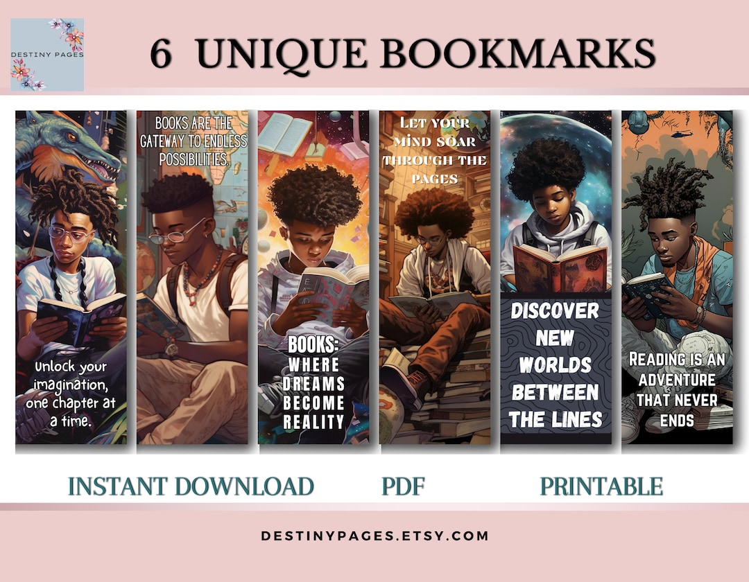 Printable Black Boy Bookmarks African American Gift for Reader Bookmark ...