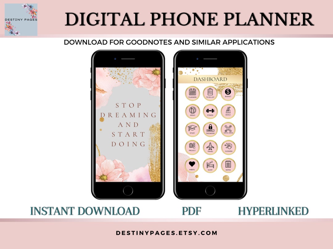 Digital Phone Planner Feminine Digital Pocket Planner iPhone Digital ...